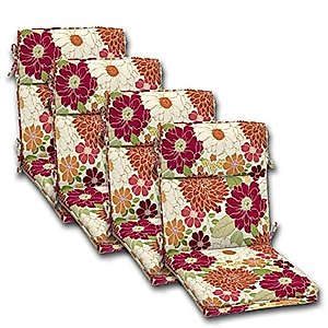 Set of 4 Outdoor Dining Chair Cushions, Single Welt and Zipper 44 x21x4.50 in Polyester Fabric Sorbet Floral by by Comfort Classics Inc.
