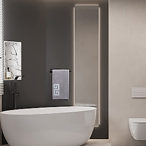 NearMoon Self Adhesive Hand Towel Holder/Towel Ring, Stainless Steel Hand Towel Bar Rustproof Stick on Wall-Towel Rack for Bathroom/Kitchen, Adhesive and Wall Mounted (1, Matte Black)