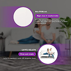 TYBOATLE Modern Faux Leather Upholstered Convertible USB Folding Futon Sofa Bed, 65" Couch, Love Seats Furniture for Small Space Configuration, Apartment, Dorm, Living Room, Office (White)