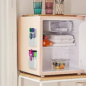 VieFantaisie 2 PCS Magnetic Pen Holder, Magnetic Dry Erase Marker Holder, Magnetic Marker Pencil Holder for Fridge, Whiteboard Marker Holder for School, Office, Home, Magnetic Marker Organizer, White