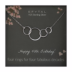 EFYTAL 40th Birthday Gifts Women, Sterling Silver Four Circle Necklace, Gifts for 40th Birthday Woman, Wife 40th Birthday Gift Ideas, Happy 40th Birthday, 40 Year Old Birthday Gifts for Women