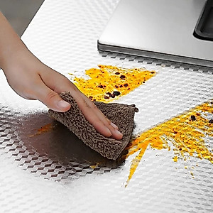Kitchen Oil-Proof Waterproof Stickers ,3D Cube Texture Aluminum Foil Kitchen Stove Cabinet Contact Paper Counter top Cover Paper Self Adhesive Large Drawer Pad Oil