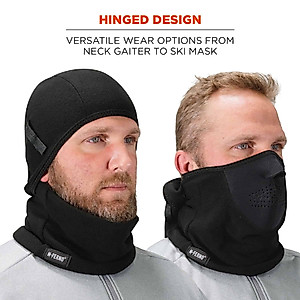 Ergodyne Mens Face Mask - 2-pc Fleece Neoprene Balaclava, Black