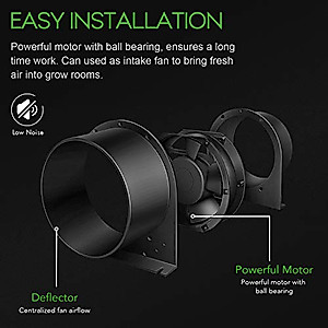 iPower 6 Inch Exhaust Inline Axial Fan Ducting Ventilation Extractor Aluminum Alloy, Black