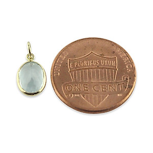 Aquamarine Charm 9x7 Oval Handmade In 14k Yellow Gold 1.50 Carats