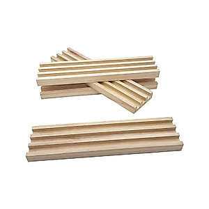 SUTIMSHE Wooden Domino Racks Set of 4 Natural Domino Trays Holders Organizer for Mexican Train Chickenfoot and Other Domino Games - Dominoes NOT Included