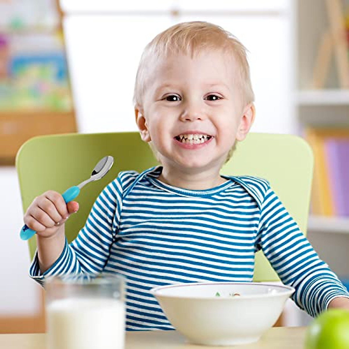 Lehoo Castle Toddler Utensils Kids Silverware, 6pcs Safety Stainless Steel Toddler Fork Spoon Knife Set, Children Flatware Set, Safety Utensils for Toddler and Children