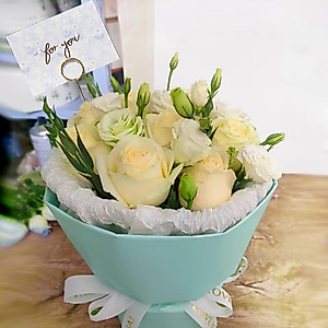 YUXIANG 20Pcs Floral Card Holder Picks, 12 Inch Gold Round Flower Picture Holders, Metal Wire Flower Picks Clip for Wedding Party Birthday ​Cake