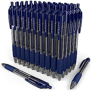 ARTEZA Gel Pens, Pack of 50 Blue Roller Ball Pens, Quick-Drying Ink, 0.7mm Medium Point, Office Supplies for Writing, Taking Notes, and Sketching
