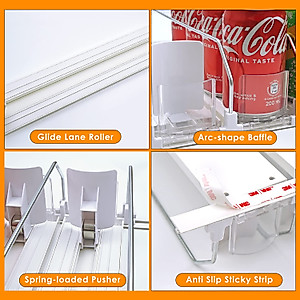 BUDO Soda Can Organizer, Drink Self-Pushing Dispenser for Fridge, Holds 25 Cans Width Adjustable Beer Pop Can Water Bottle Holder (15inch, White)