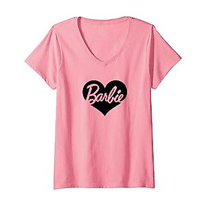 Barbie Logo Heart V-Neck T-Shirt