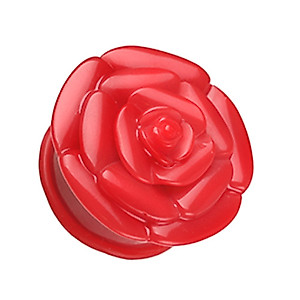 Rose Blossom Flower Single Flared Ear Gauge Freedom Fashion Plug (Sold by Pair) (0 GA, Red)