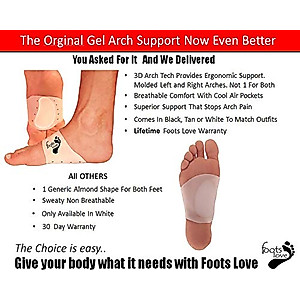 FOOTS LOVE Plantar Fasciitis Gel Cushioned Arch & Heel Support Sleeves. Orthotics to Lift & Relaxes Nerves featuing Cooling Air Pockets. For Men And Women