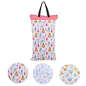 Cloth Diaper Bag, Diaper Storage Bag Beautiful Large Pockets Double Zipper for Nappy for Travel(EF160)