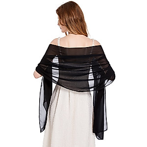 Vickorpen Shawls and Wraps Soft Chiffon Scarve Scarf For Evening Party Dresses Wedding Stole(Black1,one size)