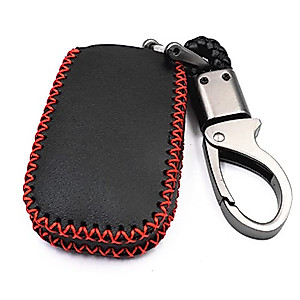 MJKEYAuto Black Leather 4 5 6 Buttons Smart Remote Key Fob Cover Chain Case for Ram 1500 2019 2020 2021 2022 2023 OHT-4882056 (4 Buttons)