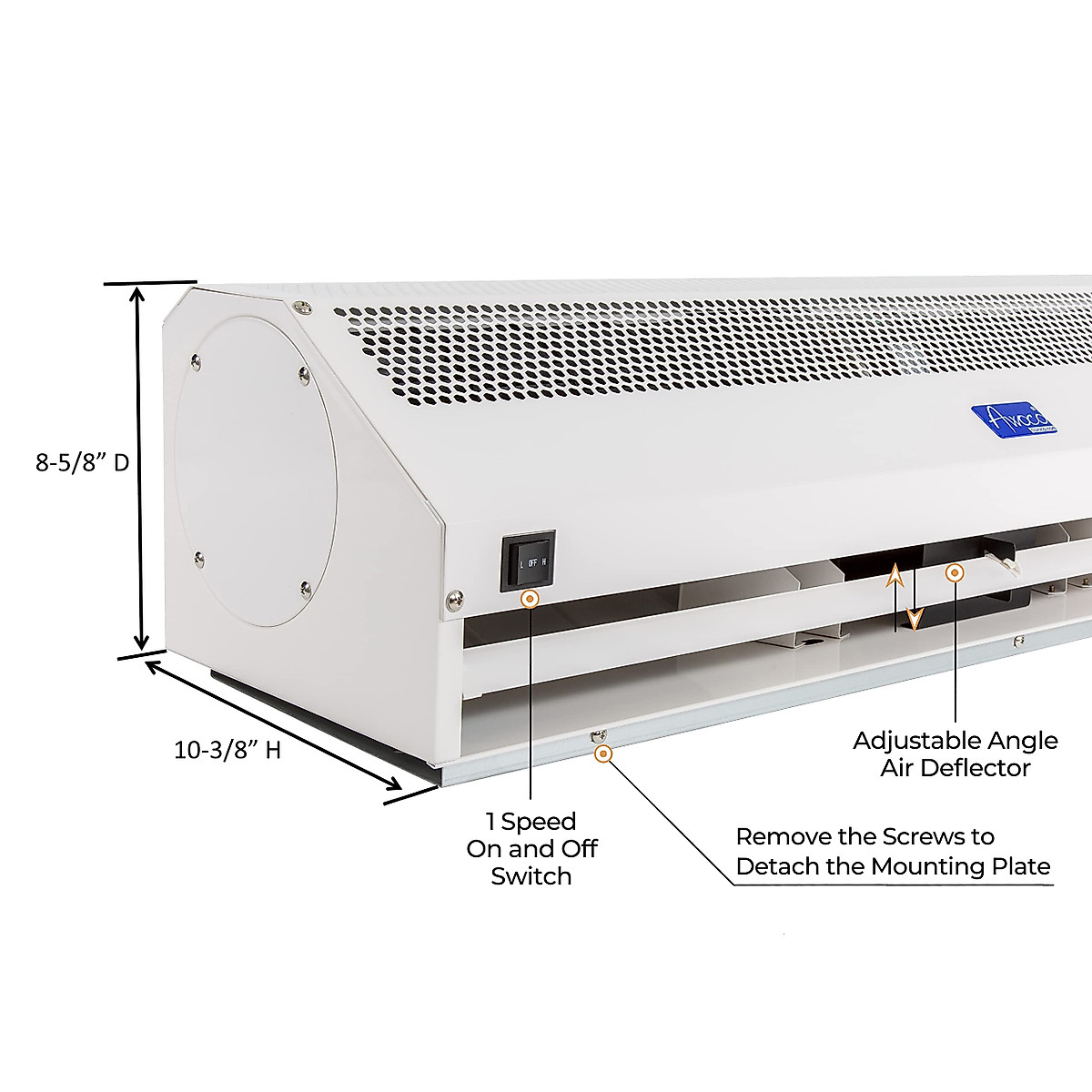 Awoco 48" Super Power 1 Speed 1700 CFM Commercial Indoor Air Curtain, 120V Unheated, ETL & UL Certified to Meet NSF 37 Food Service Standard