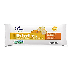 Plum Organics Little Yums, Organic Baby Teething Wafers, Pumpkin Banana, 3.17 Oz, 6 Bars