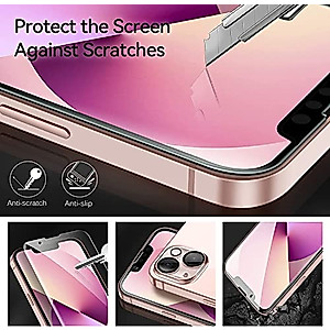 ivoler [4+2 Pack] Tempered Glass for iPhone 13 6.1 inch [4 Pack] with [2 Pack] Camera Lens Screen Protector with [Alignment Frame], Anti-Scratch Case Friendly Transparent HD Clear Film