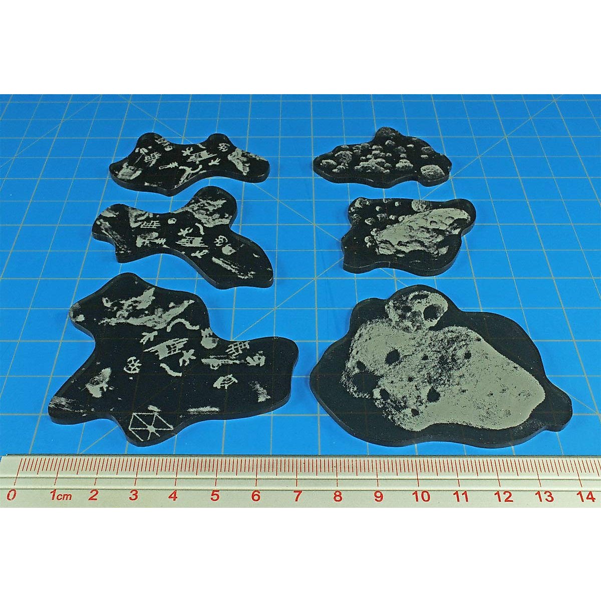 LITKO Space Fighter 2nd Edition Asteroid & Debris Templates Compatible with Star Wars: X-Wing Second Edition, Translucent Grey (6)