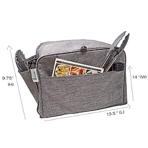 FoxCarr Dust Cover with Pockets Compatible with Ninja Foodi Grill, Heavy Duty Grill Cover with Wipe Clean Liner. Pocket to Hold Ninja air Fryer Grate. Pockets to Hold Your Ninja foodi Accessories…