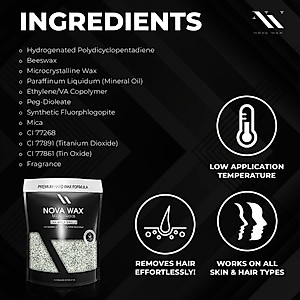 NOVA Wax 1000g (2.2lb) Hard Waxing Beads for Painless Hair Removal, Perfect for Brazilian, Bikini, Face, Legs, Underarm, Back, and Chest - Ideal for Sensitive Skin – Original Floral Scented Formula
