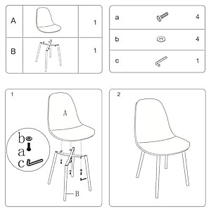 CangLong Faux Leather Dining Back Modern Side Chair for Pub Coffee Home, Set of 2, Dark Brown