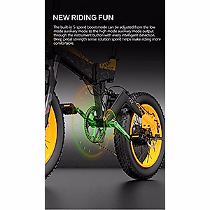 Bezior Electric Bike XF200 for Adults, Foldable 20" x 4.0 Fat Tire Electric Bicycle, 1000w Motor 48V 15Ah Removable Lithium Battery, 25MPH Electric Mountain Bike, Suspension Fork, 7 Speed Gear