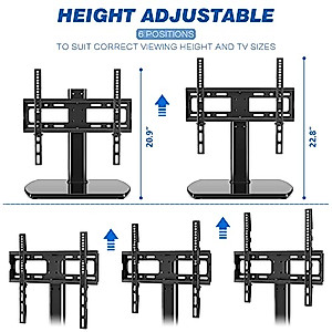 Universal Swivel Table Top TV Stand Base Replacement for 27 32 37 39 40 43 49 50 55 60 Inch LCD LED Flat Screens up to 88 lbs, Height Adjustable Pedestal TV Mount with Tempered Glass Base