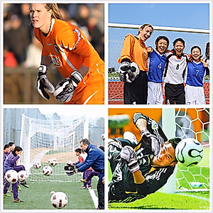 Goalie Gloves for Youth & Adult, Goalkeeper Gloves Kids with Finger Support, Black Latex Soccer Gloves for Men and Women, Junior Keeper Football Gloves for Training and Match