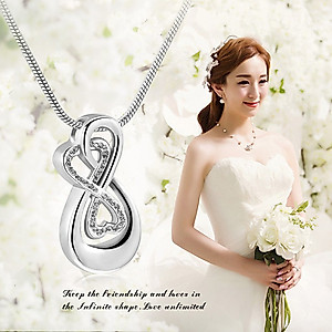 Infinity Love Urn Pendant Stainless Steel Snake Chain Cremation Jewelry for Ashes for Woman Free Filling Tools Include