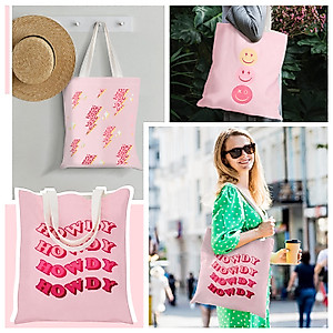 Chunful 4 Pcs Canvas Tote Bag Aesthetic Preppy Bag Reusable Graphic Tote Bag Funny Cute Shoulder Grocery Bags Shopping Beach Gifts for Women Friends Home Travel Birthday Graduation Party Supplies