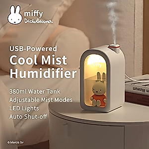 Mipow X Miffy Cool Mist Humidifier - Ultrasonic Quiet , Mini Cute Humidifier with Night Light for Bedroom/Babies Nursery/Office, 380ml