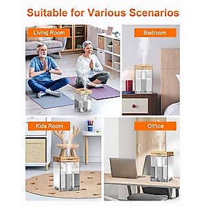 INSENVO Humidifier 7.5L for Bedroom, Anti-leak Design&Top Fill, Ultrasonic Cool Mist Air Humidifers Indoor for Baby&Plants, Disassemble&Clean Easily, Visualized Outlook, Auto Shut-off, Wood Pattern