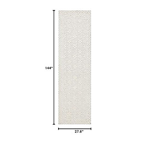 SAFAVIEH Blossom Collection Runner Rug - 2'3" x 12', Grey & Ivory, Handmade Wool, Ideal for High Traffic Areas in Living Room, Bedroom (BLM114F)