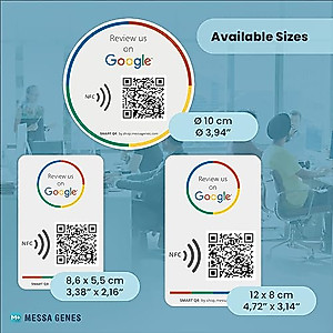 MESSAGENES | Review Us on Google QR Code Stickers | Reusable Smart QR Code and NFC | 1 Round Unit | Easy Reviews | Modify Link Whenever You Want | Google Decal for Business | Premium Materials
