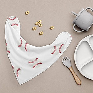 Sweet Jojo Designs Baseball Sports Boy Baby Bandana Bibs for Newborn Infant Feeding Drool - Red and White Americana - 3 Pack Set of Absorbent Fabric Bibdanas