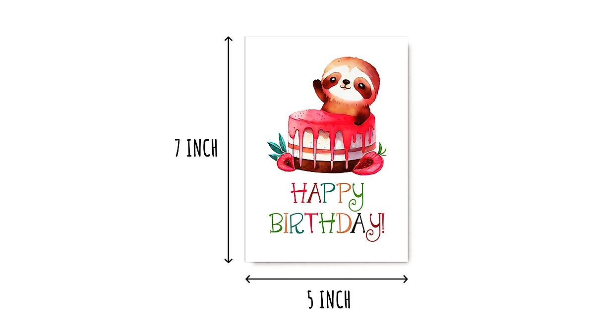NTVShop Sloth Birthday Card - Cute Sloth Lover Gift | 5x7 Inches