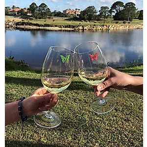 Simply Charmed Butterfly Magnetic Wine Glass Charms - 6 Wine Magnet Drink Markers - Fun Gift for the Gardener