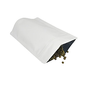AQRICHFOX Matte White Resealable Food Storage Pouches Zip Lock Aluminum Foil Bags Stand Up Pouches Smell Proof Pouches 50pcs