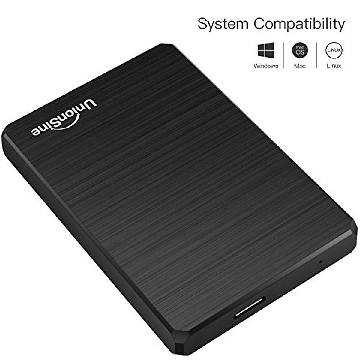UnionSine 250GB Ultra Slim Portable External Hard Drive USB3.0 HDD Storage Compatible for PC, Desktop, Laptop, Xbox One, Xbox one, PS4(Black)