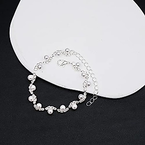 Elegant Bride Bridesmaid Jewelry Sets for Wedding Prom Bridal Necklace Earrings Bracelet Set Women Formal Dress Accessories (Style #1-white pearl-silver tone)