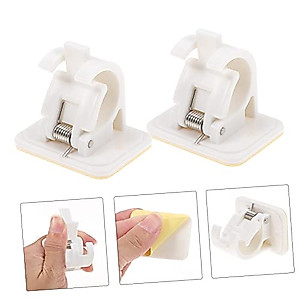 DOITOOL 32 Pcs Curtain Rod Hanger Adjustable Drop Hitch No Nail Curtain Rod Nail Free Adjustable Curtain Rod Holder No Drill Curtain Rod Brackets Shower Curtain Rod Abs White No Nails