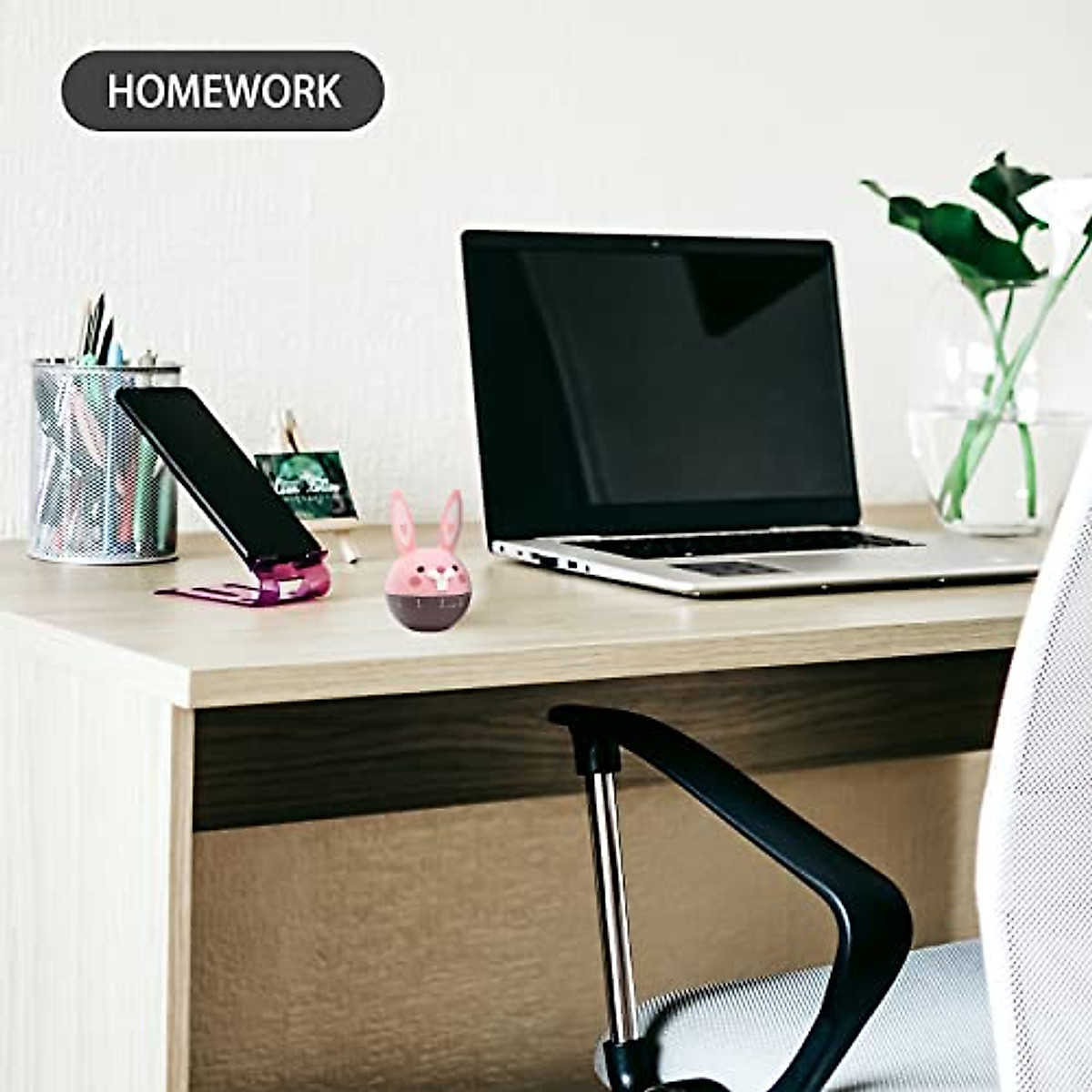 AUDRWALL Cute Kitchen Timer Mechanical Timer for Kids, 60 Minutes Manual Cooking Timer Wind Up Countdown Timer Cute Timer for Cooking Reading Sports Study Time Management and Desktop Decor (Rabbit)