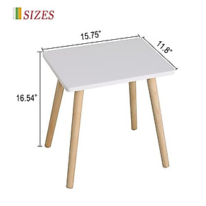 AWASEN Side Table, Small End Accent Table for Living Room Bedroom Office Small Spaces, Modern White Side Table Nightstand with Solid Wood, Easy Assembly, (White)