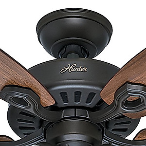 Hunter Fan 42 inch Traditional Snow White Ceiling Fan with Three-Light Fitter and Swirled Marble Glass, 5 Blade (Renewed) (New Bronze)