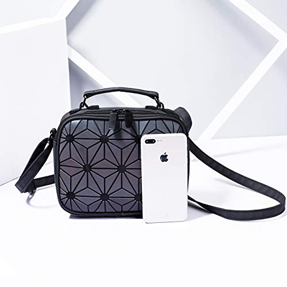 Geometric Purse Luminous Crossbody Bag Lumikay Bags Irredescent Wallet Holographic Clutch Handbag for Women NO.1