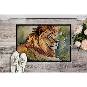Caroline&#039;s Treasures DAC2951JMAT Lion Doormat Front Door Mat Indoor Outdoor Rugs for Entryway, Non Slip Washable Low Pile, 24H X 36W