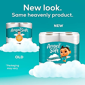 Angel Soft Toilet Paper, 16 Mega Rolls = 64 Regular Rolls, Soft and Strong Toilet Tissue