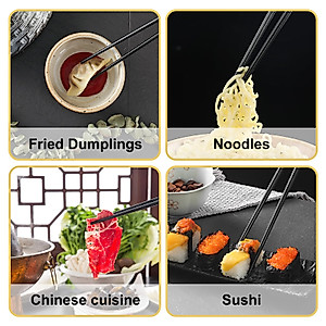 Muguning 50 Pairs Fiberglass Chopsticks Bulk - 9.5Inch Reusable Chopsticks Dishwasher Safe, Non-slip Japanese Chinese Chop Sticks with Black Gold Styling (World Cup)